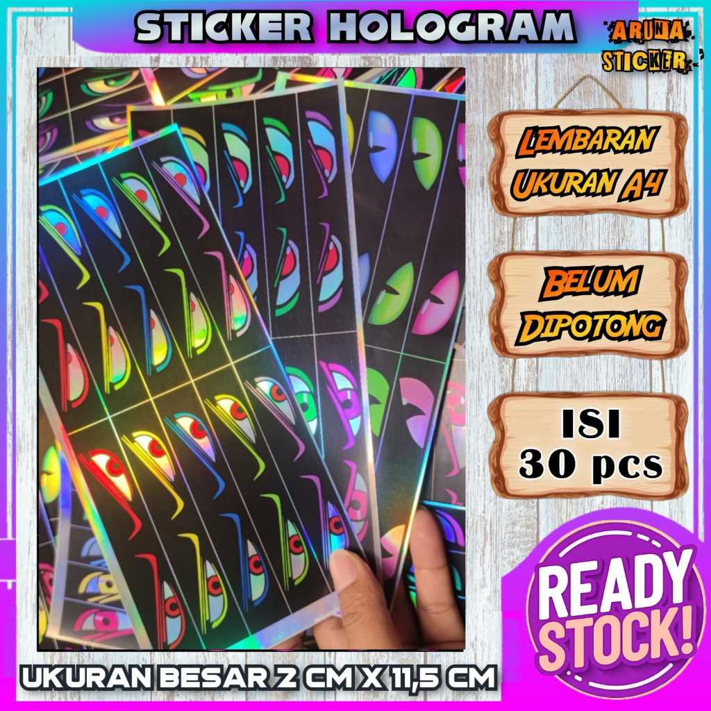 Jual 30 PC STIKER STROBO MATA MINIATUR BUS Bahan Hologram Anti Air ...