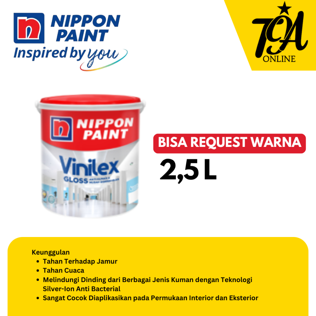 Jual NIPPON PAINT Vinilex Gloss Cat Tembok Interior & Exterior Tinting ...