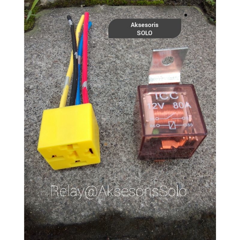 Jual 1 Set Soket + Relay 4 kaki 12V 80A Kabel Tebal | Shopee Indonesia