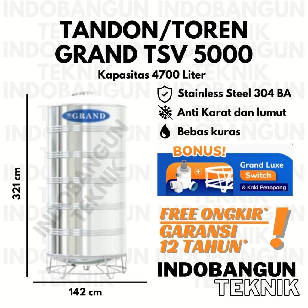 Jual Tandon Toren Tangki Air Stainless TSV 5000 (4700 Liter) Tedmond ...