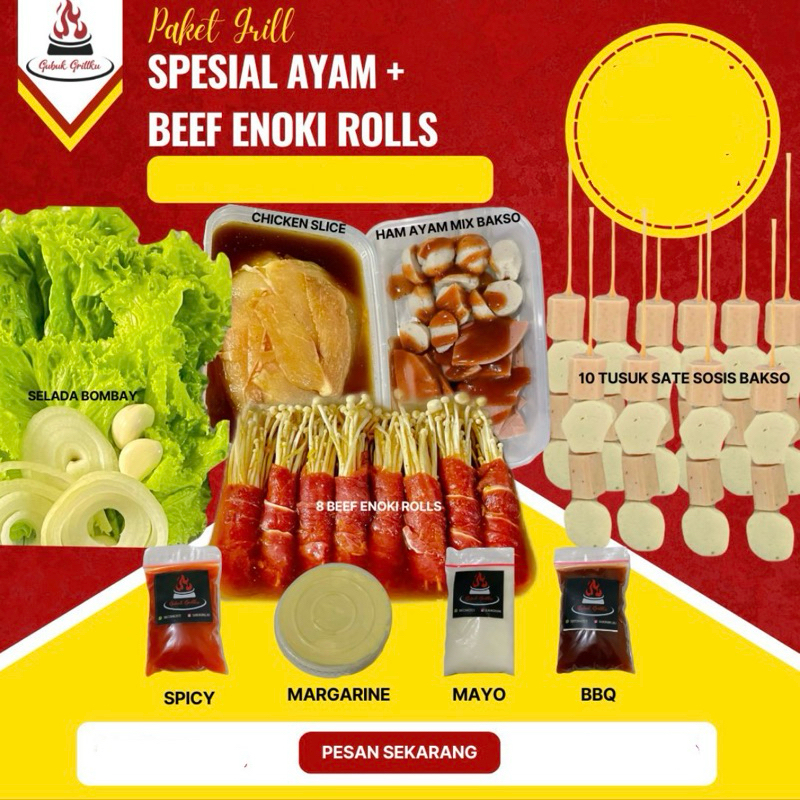 Jual PAKET SPESIAL AYAM + BEEF ENOKI ROLLS (PAKET BBQ|| PAKET GRILL ...