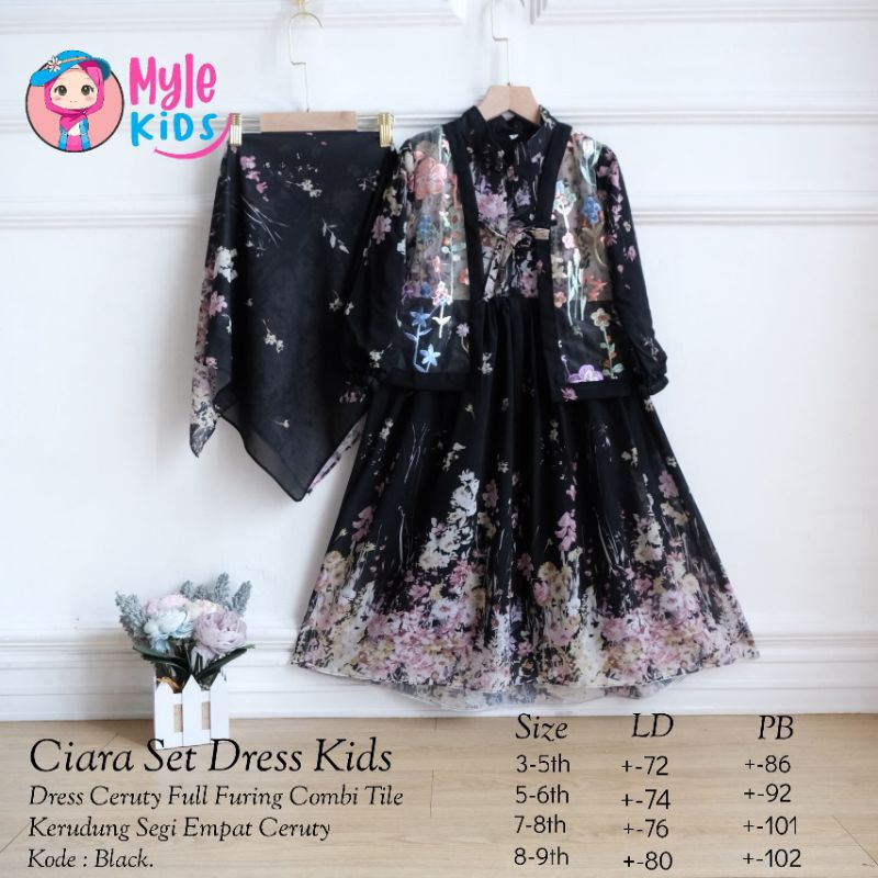 Jual BIMY SHOP [100% ORI MYLE KIDS] CIARA SET DRESS +JILBAB ANAK MAT CERUTY UNTUK ANAK PEREMPUAN ...