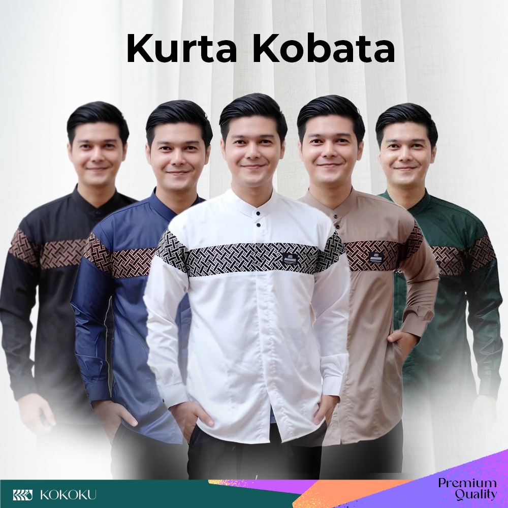 Jual KOKOKU Baju Koko Kobata - Baju Koko Pria Lengan Panjang Motif Batik Kobata Qynang 2025 ...