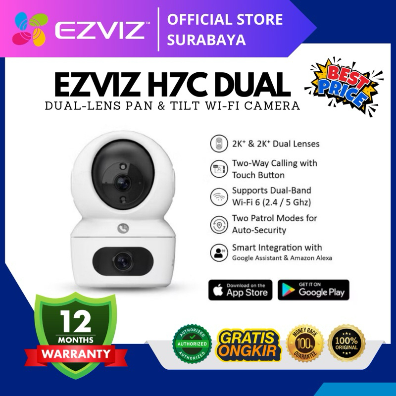 Jual Ezviz H7c Dual-Lens 2K+ & 2K+ Smart Home Wifi Pan Tilt IP Camera ...