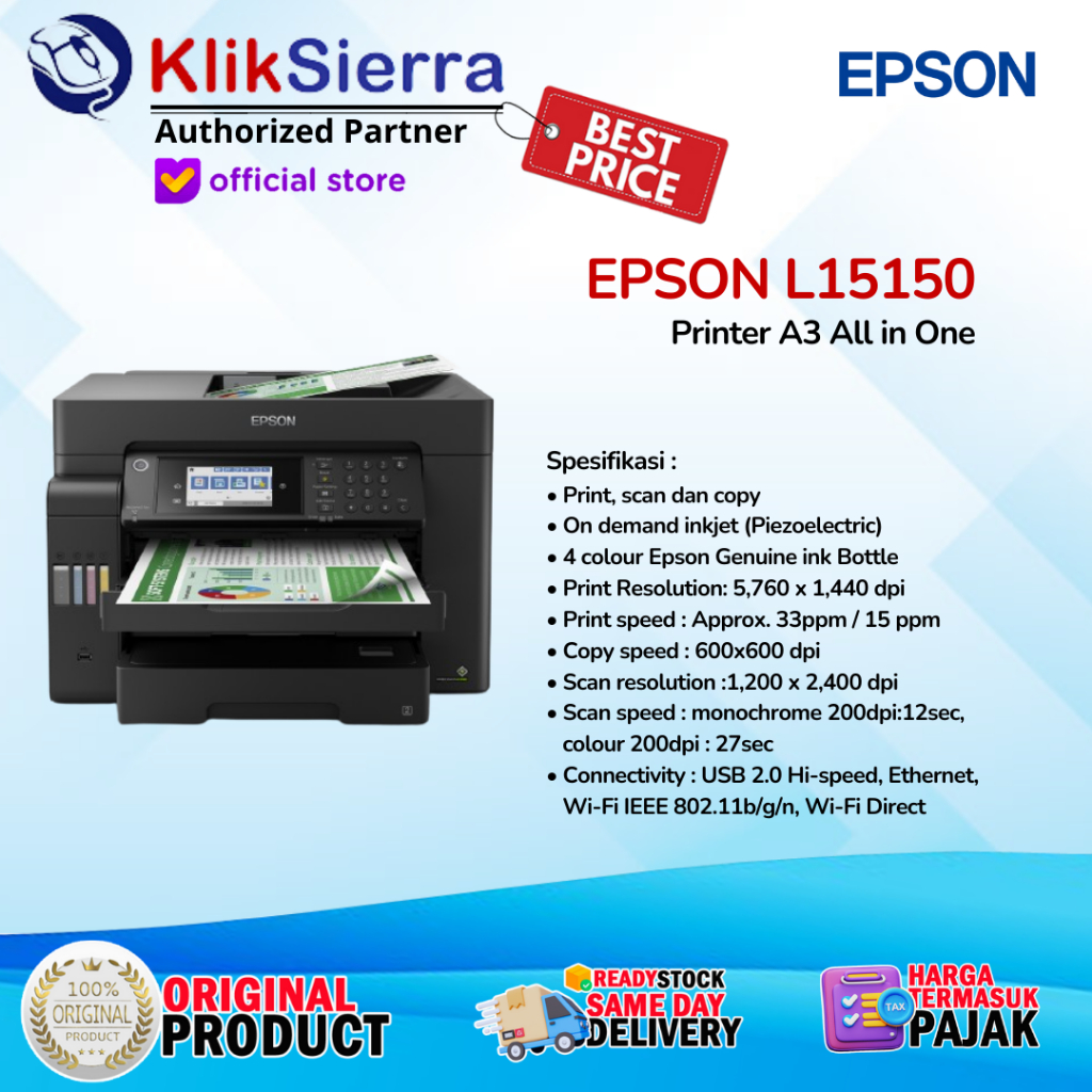 Jual Printer A3 EPSON L15150 L15150-TKDN Print Scan Copy Duplex Wifi Ink Tank | Shopee Indonesia