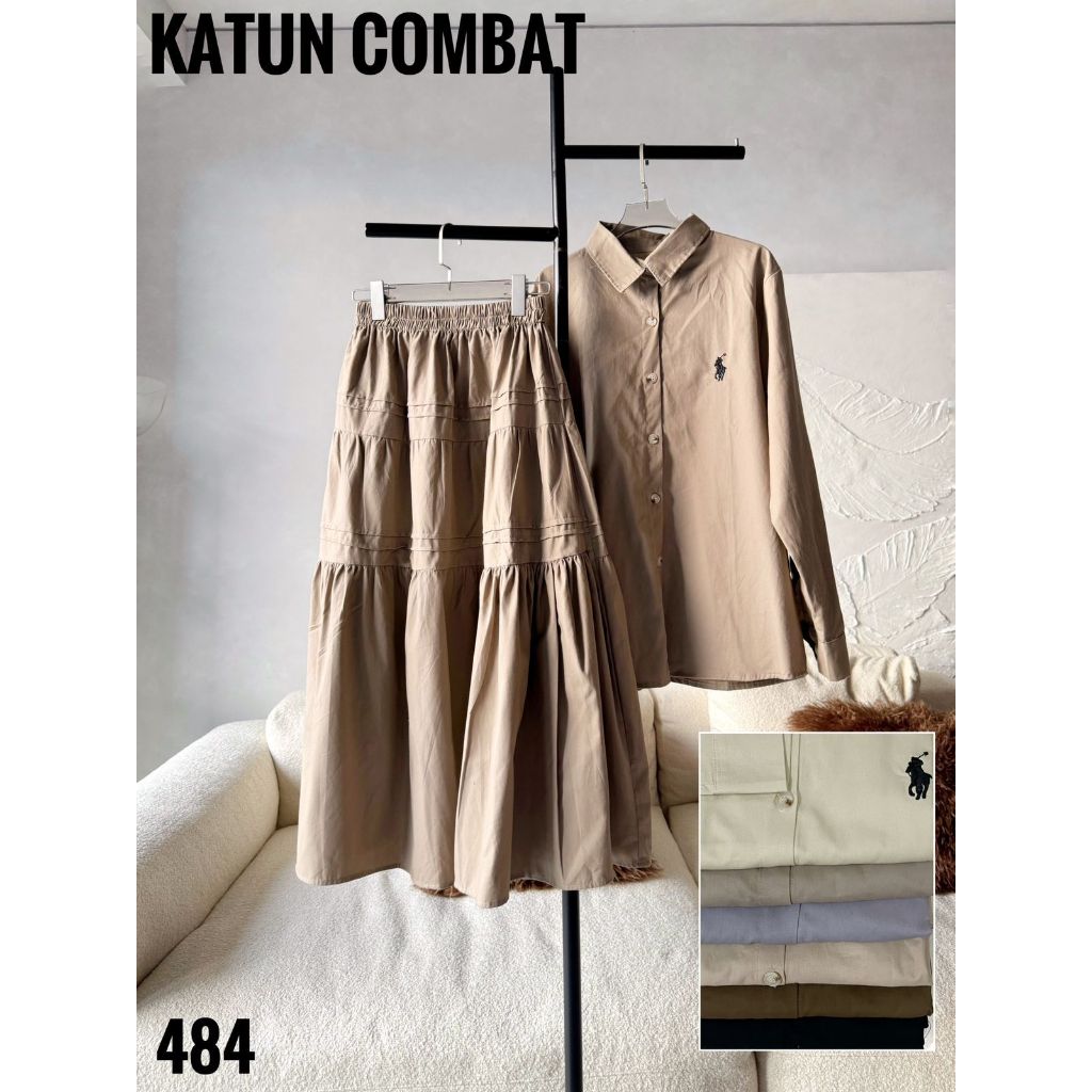 Jual SETELAN ROK KEMEJA WANITA 484# PLO COTTON COMBED IMPORT CAKEP ...