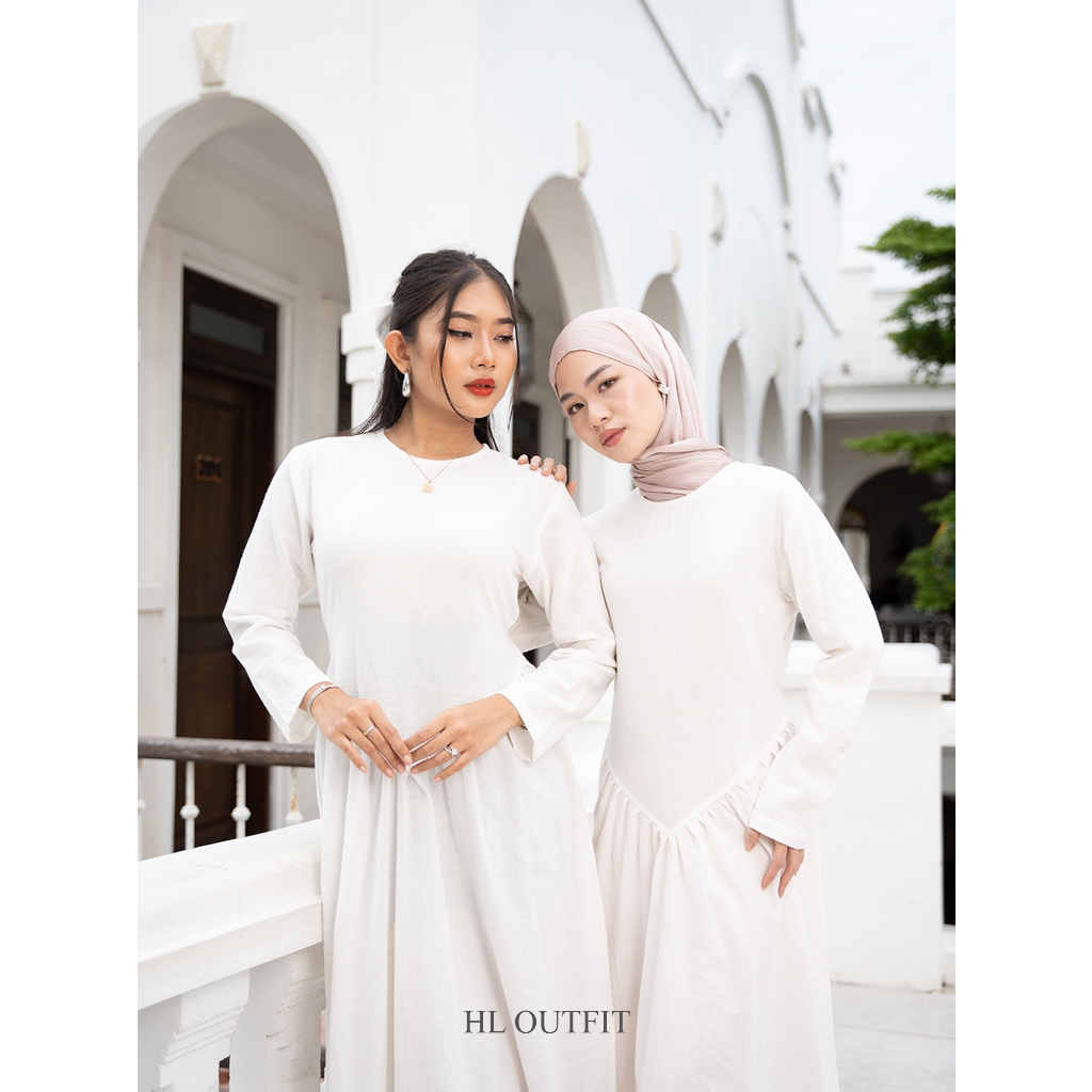 Jual HL Naura Linen Dress Korean- Maxi Dress Basic (L Series) | Shopee ...