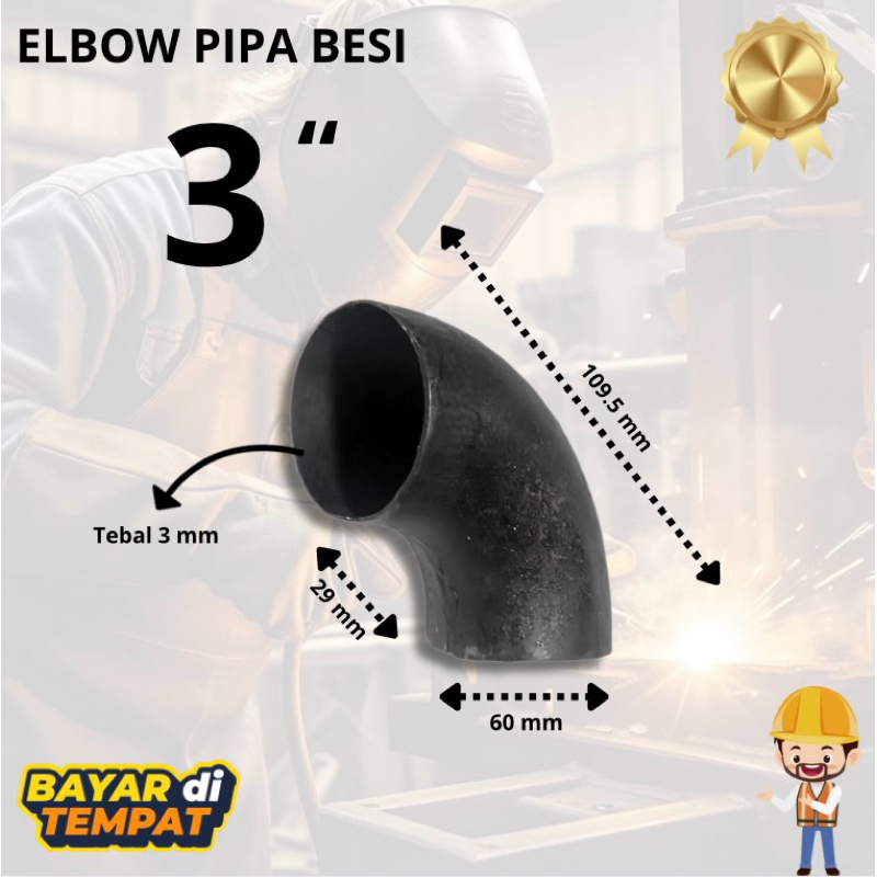 Jual ELBOW LBOW 3" ( tiga inch ) SAMBUNGAN PIPA BESI LAS | TEBAL 2.5 mm ...