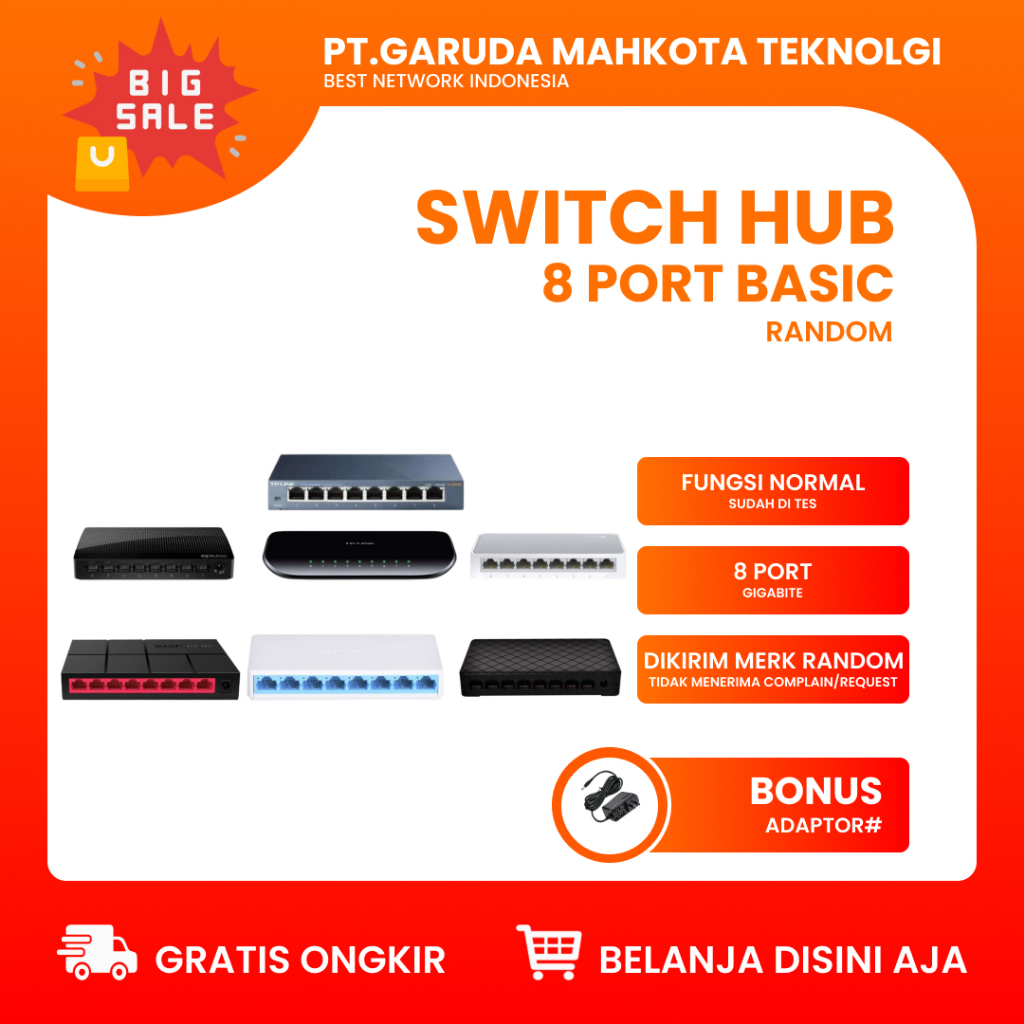 Jual Switch Hub Ethernet 8 Port 10/100Mbps No Gigabit Second | Shopee ...