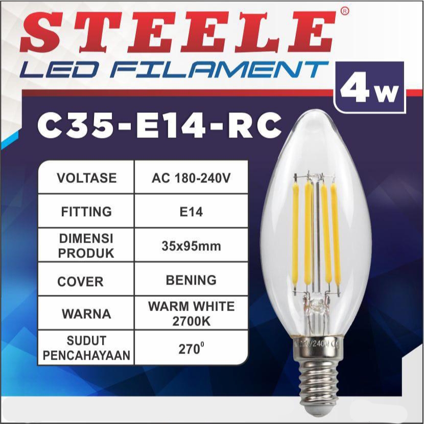 Jual STEELE | LED FILAMENT C35 - E14 | Lampu Ruangan | Lampu Kamar | Lampu Rumah | Lampu Kantor ...