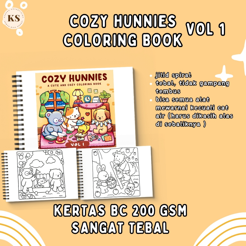 Jual COZZY HUNNIES VOL 1 Coloring Book For Kids And Adults Cute & Cozy ...