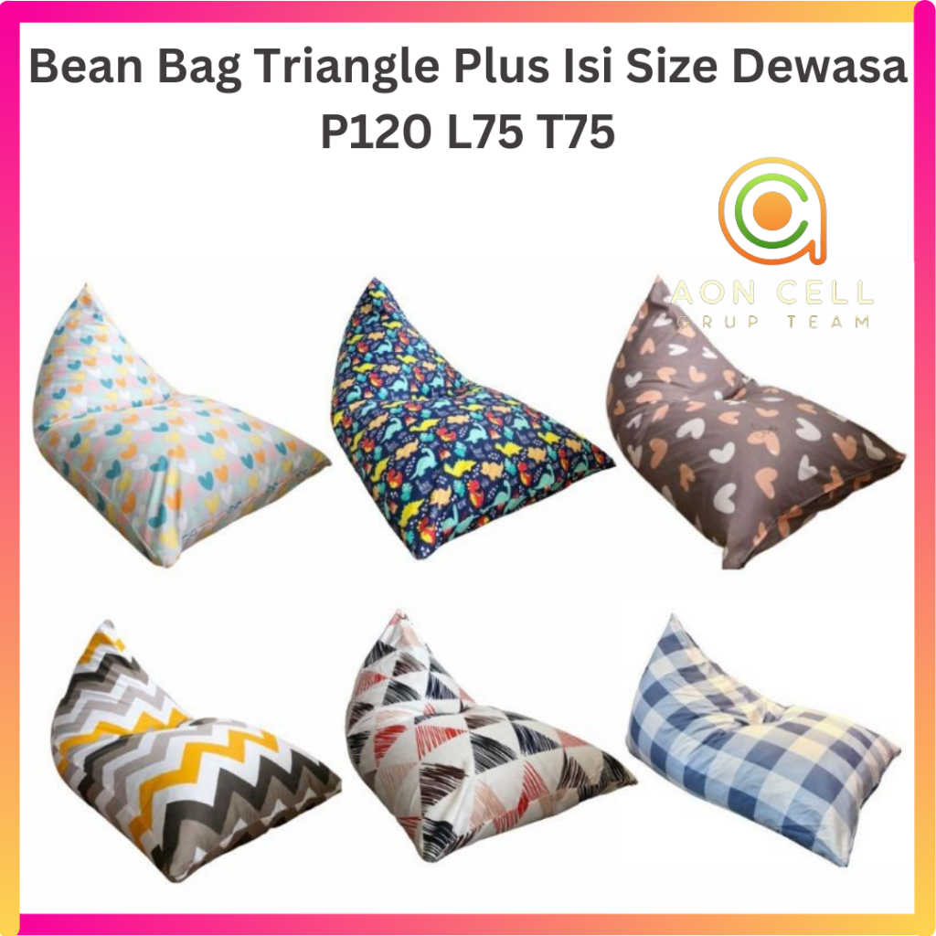 Jual Bean Bag Triangle Plus Isi Size Dewasa P120 L75 T75 sofa kekinian sofa santai pantai cafe ...