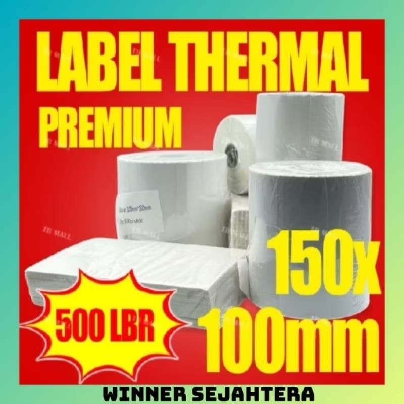 Jual Kertas stiker Thermal label Stiker 100 mm x 150 mm 500 pch roll ukuran 6A resi berkode ...