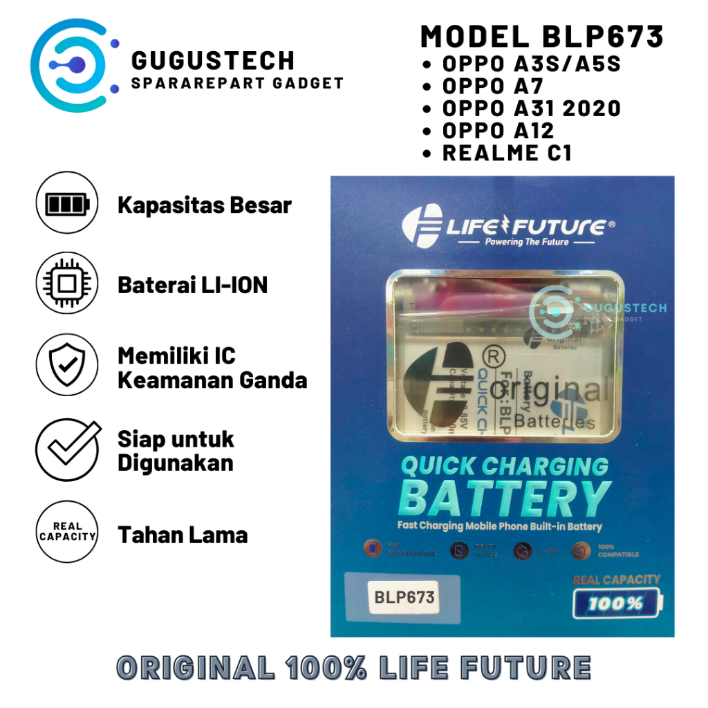 Jual Baterai LF OPPO A3S / A5S / A7 / A31 2020 / A12 / REAL C1 / BLP673 ...