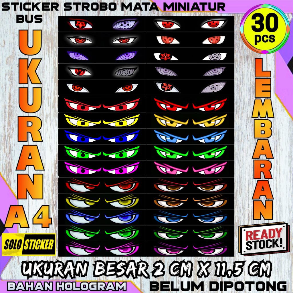 Jual Stiker Strobo Mata Kedip Bus Lembaran Ukuran Besar Isi 30 pc 2 x ...