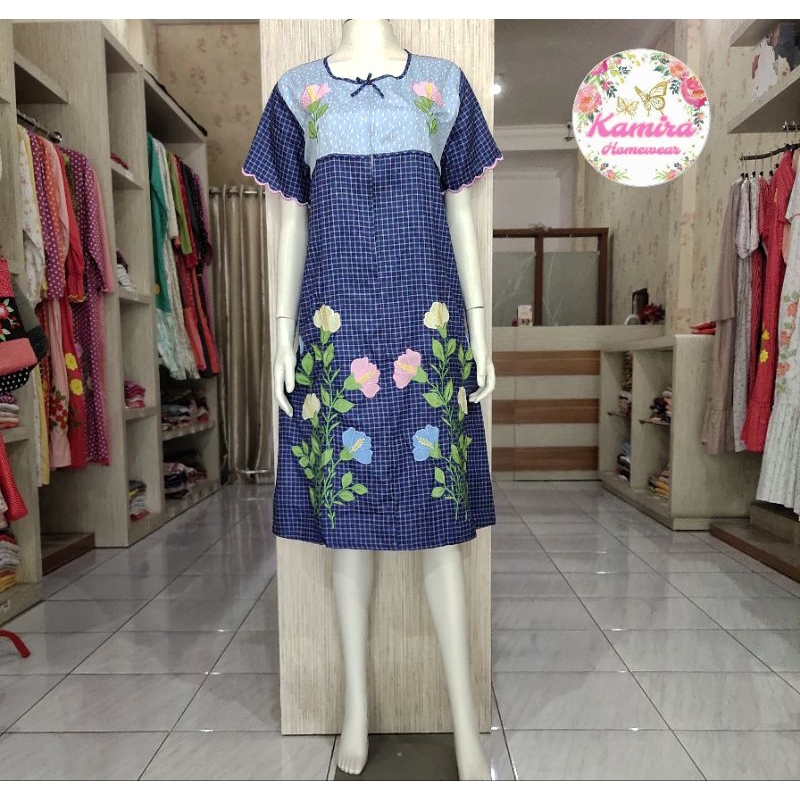 Jual Daster Bordir Malang Katun Jepang - Busui Friendly(biru tua mix ...