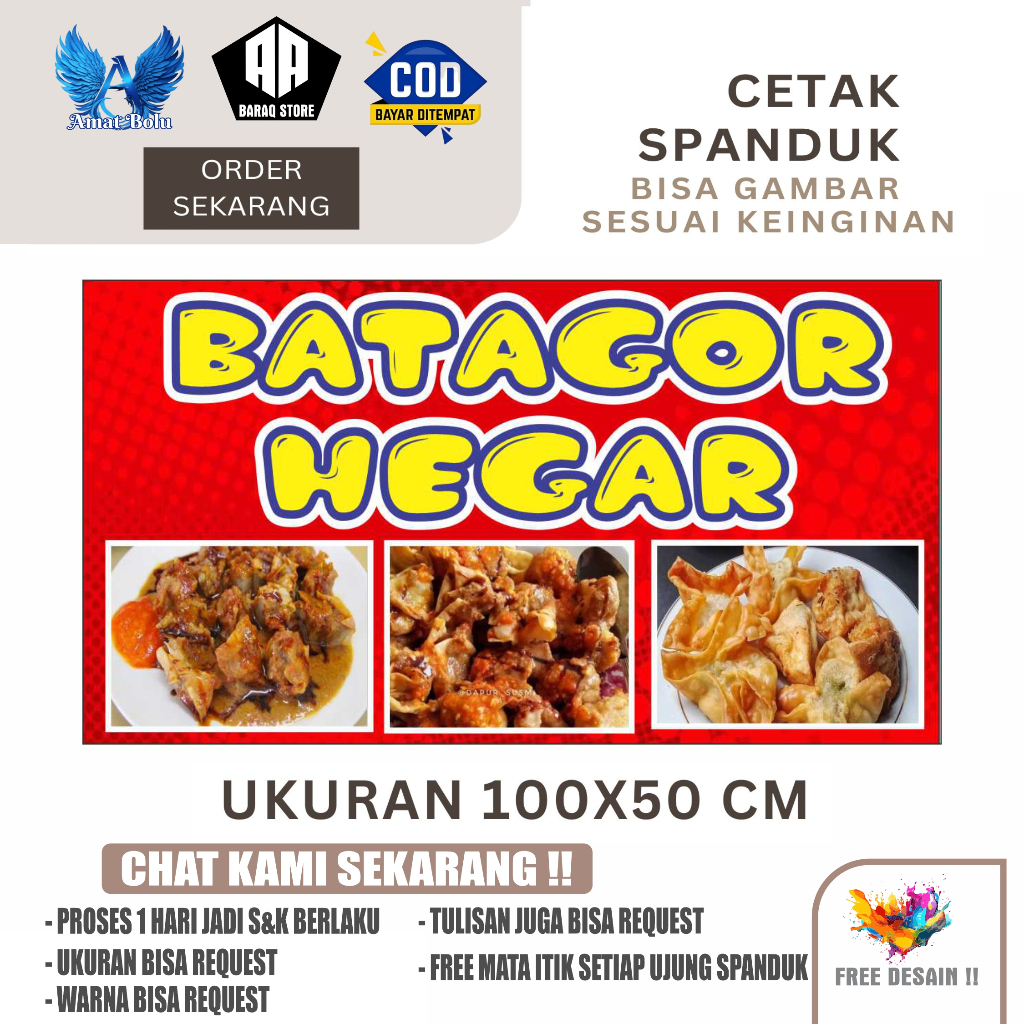 Jual Cetak Spanduk Banner Batagor Hegar Costom Desain | Shopee Indonesia