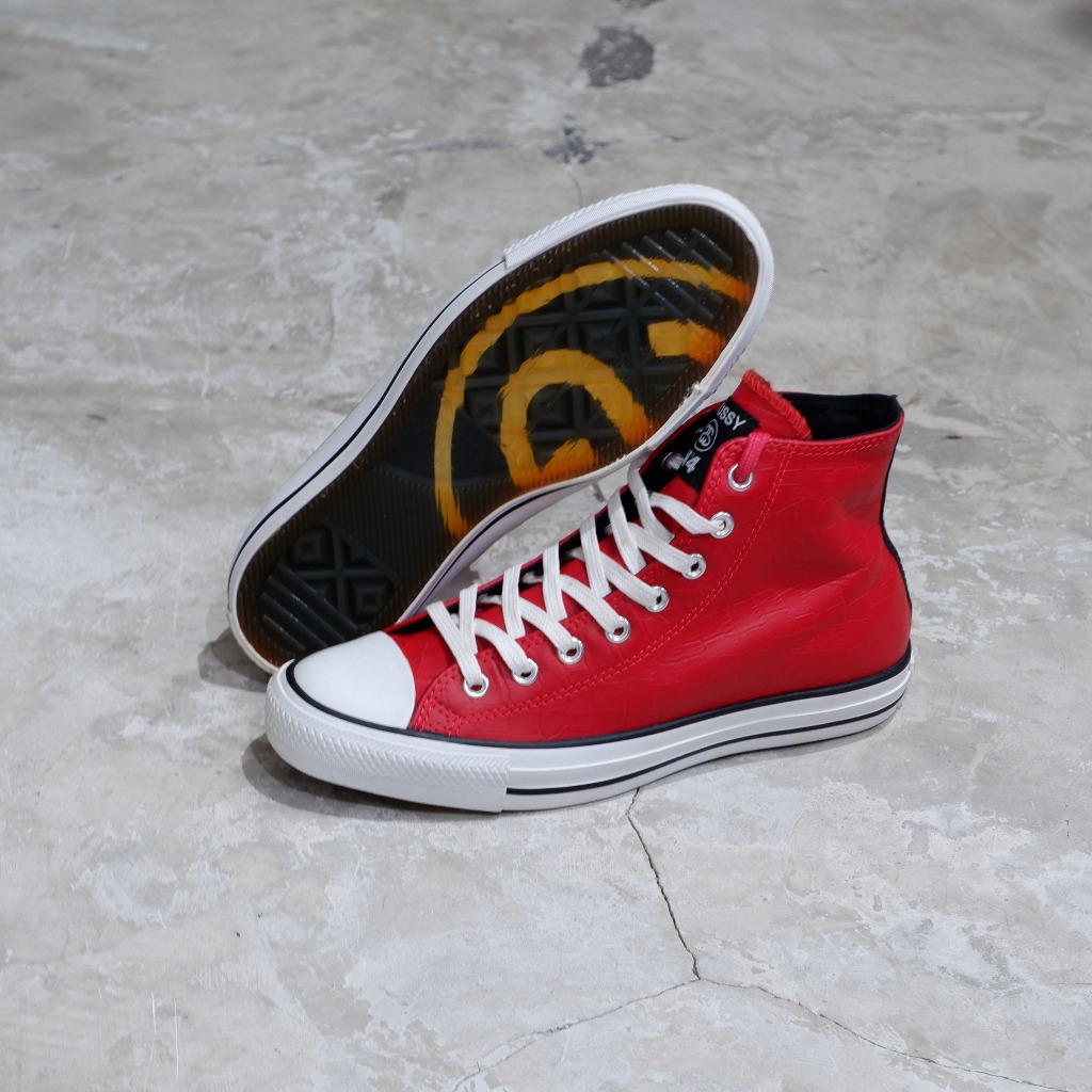 Jual STUSSY X CONVERSE CHUCK TAYLOR ALL STAR HI CROC SKIN RED | Shopee ...