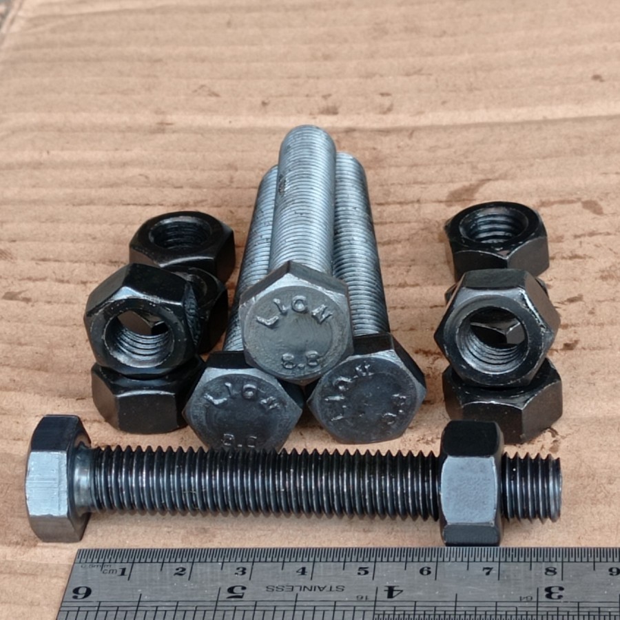 Jual BAUT MUR BAJA KUNCI 19 8.8 M12 X 80 (8CM) BAUD HTB M12X80 PANJANG ...