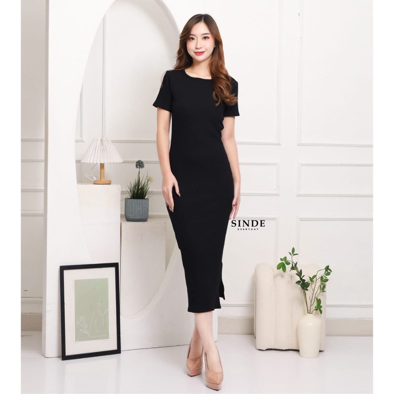 Jual Sinde Laura Dress Knit Midi Premium Wanita Press Slim Fit Body ...