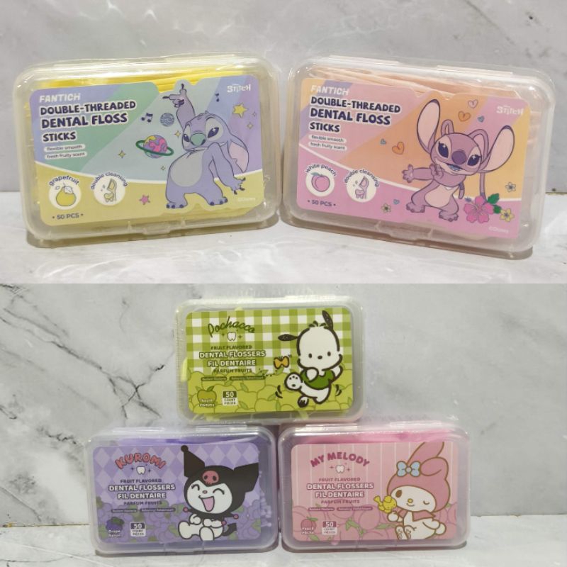 Jual Miniso Tusuk Gigi Floss Disney Stitch Rasa Flavored Sarnio Sanryo ...