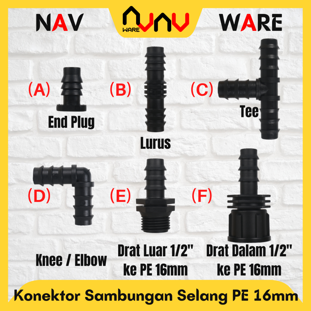 Jual Konektor Nepel Selang Air 1/2" PE 13/16mm Tee T Cabang 3 Way ...