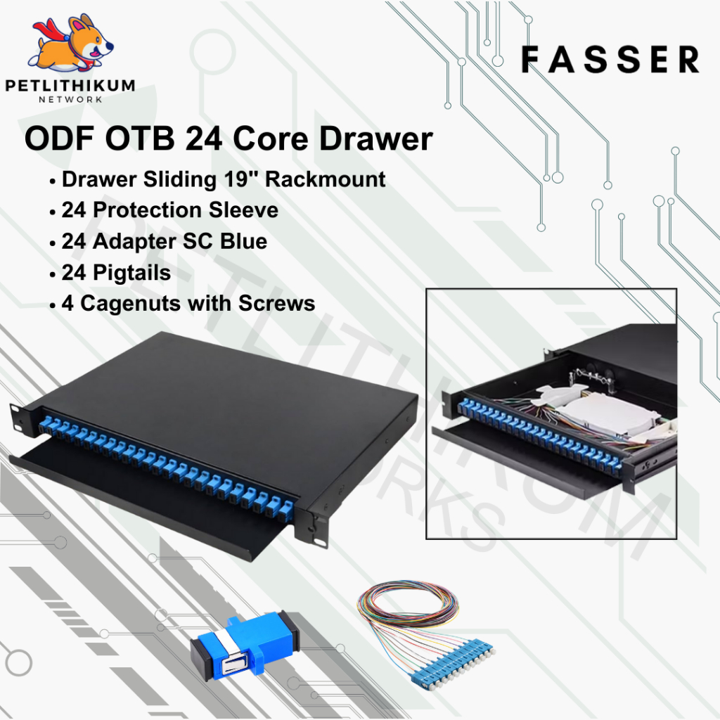 Jual Fasser OTB ODF 24 Core Drawer Lengkap Pigtail SC Sleeve | Shopee ...