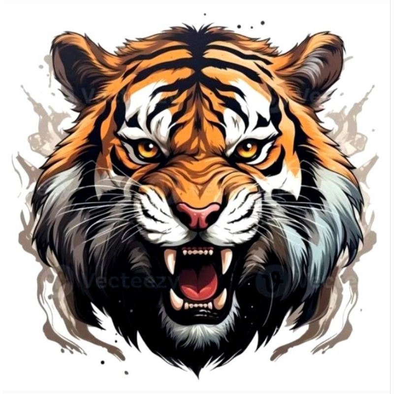 Jual stiker 3D harimau keren, stiker print sudah cutting, size 10 x 10 ...