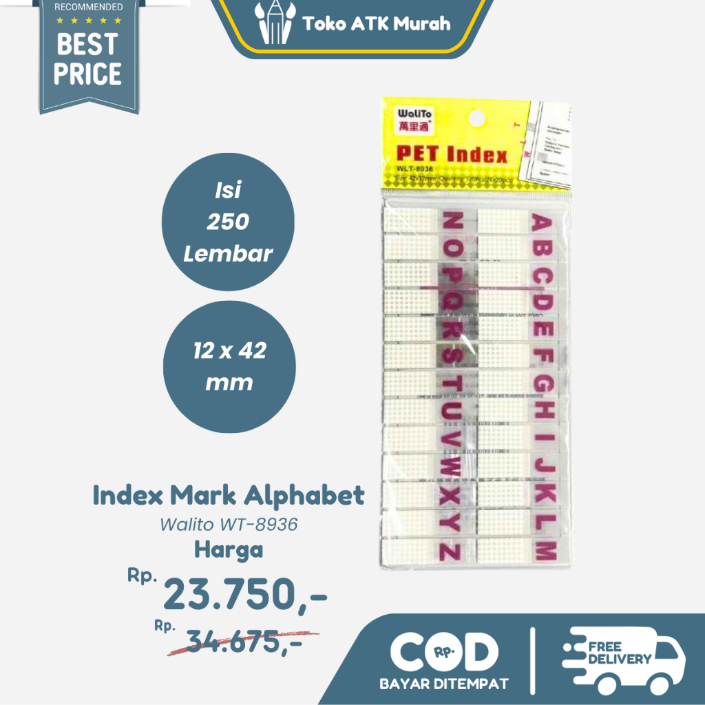 Jual Index Mark Penanda Huruf Alphabet Pet Walito WT-8936 Page Marker A ...