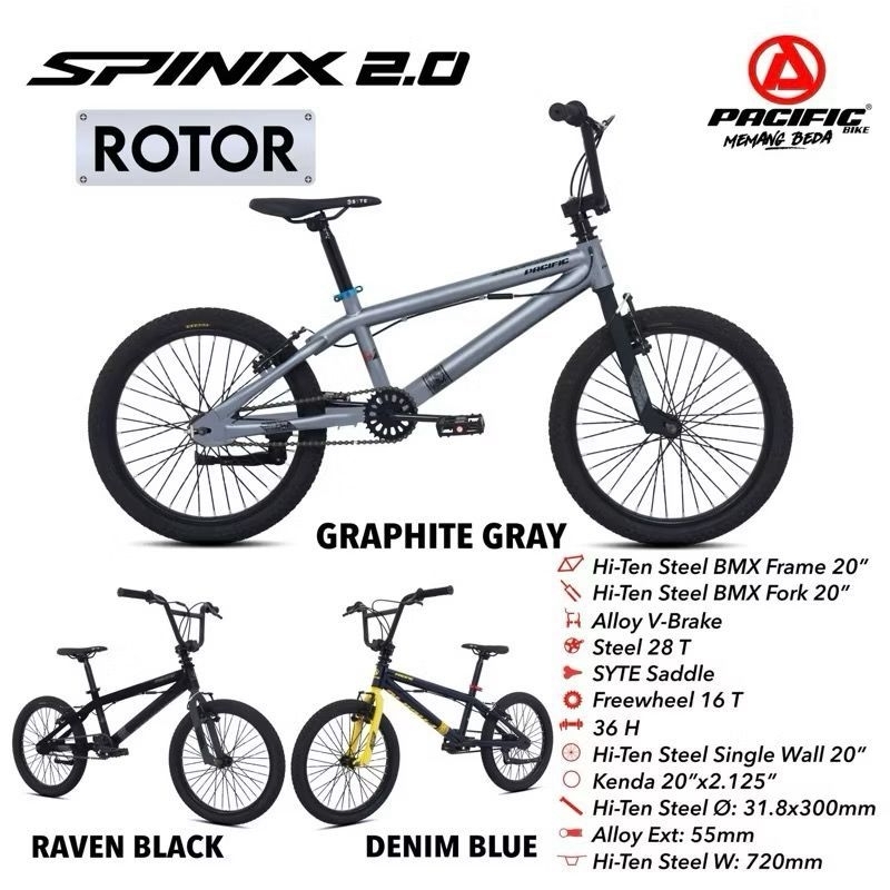 Jual Sepeda BMX Ukuran 20 Pacific Spinix 1.0 / Sepeda Anak BMX Ukuran 20 Pacific Spinix 2.0 ...