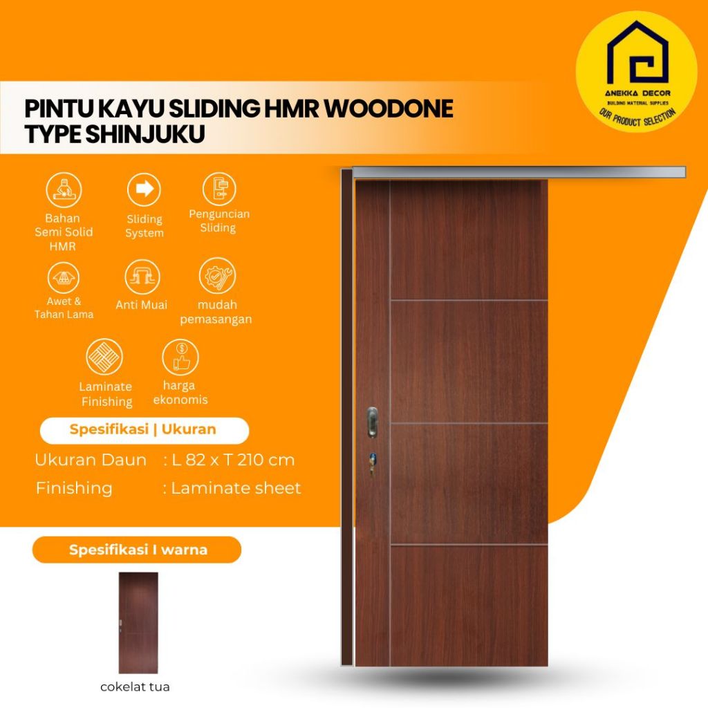 Jual HMR WOODONE Type SHINJUKU Pintu Geser Sliding Kayu | Kamar Tidur ...