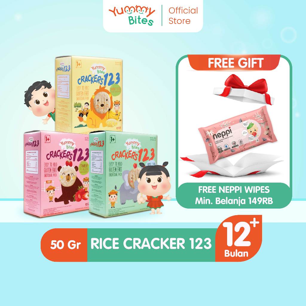 Jual Yummy Bites Rice Crackers 123/ 50 GR/ Snack Baby/ Cemilan bayi ...
