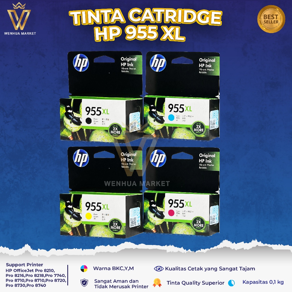 Jual Tinta Cartridge HP 955XL Tipe Printer HP OfficeJet Pro 8210 8216 ...