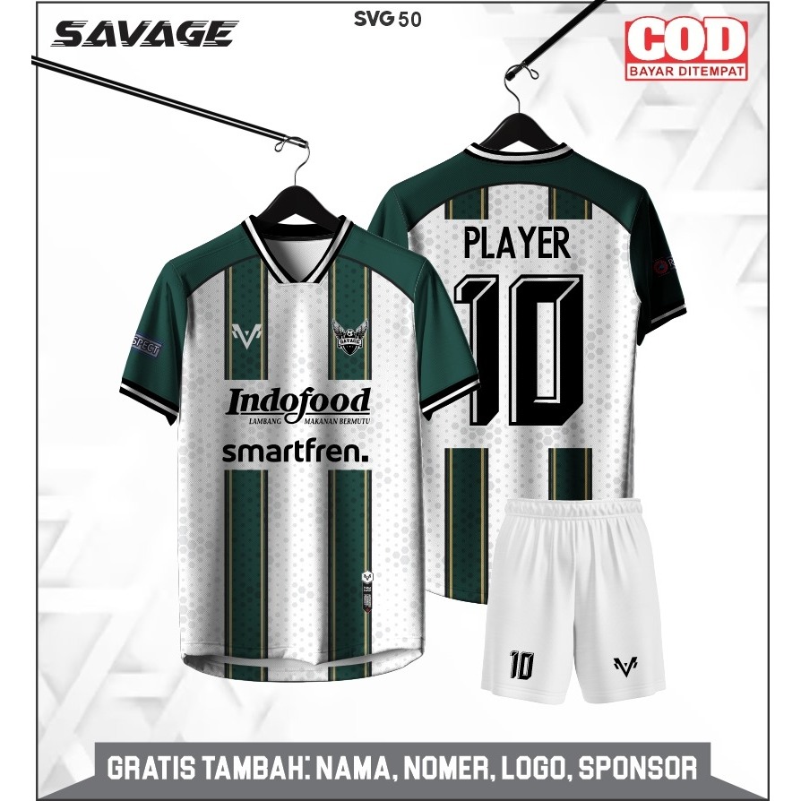 Jual JERSEY FUTSAL CUSTOM FULLPRINTING NAMA NOMOR DAN LOGO MOTIF PUTIH HIJAU GARIS SATUAN COD ...