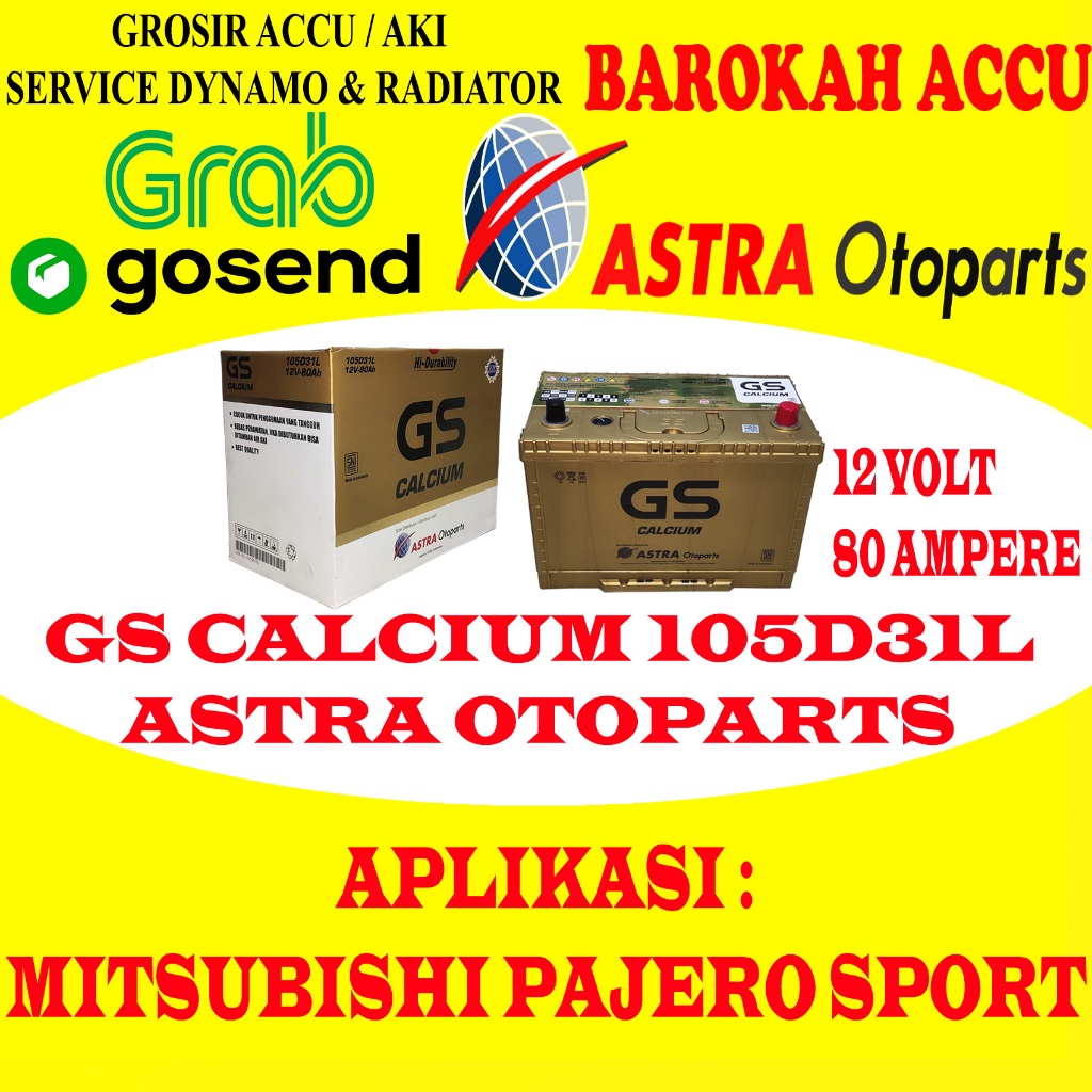 Jual AKI MOBIL GS CALCIUM 105D31L , 80 AH ASTRA OTOPARTS | Shopee Indonesia