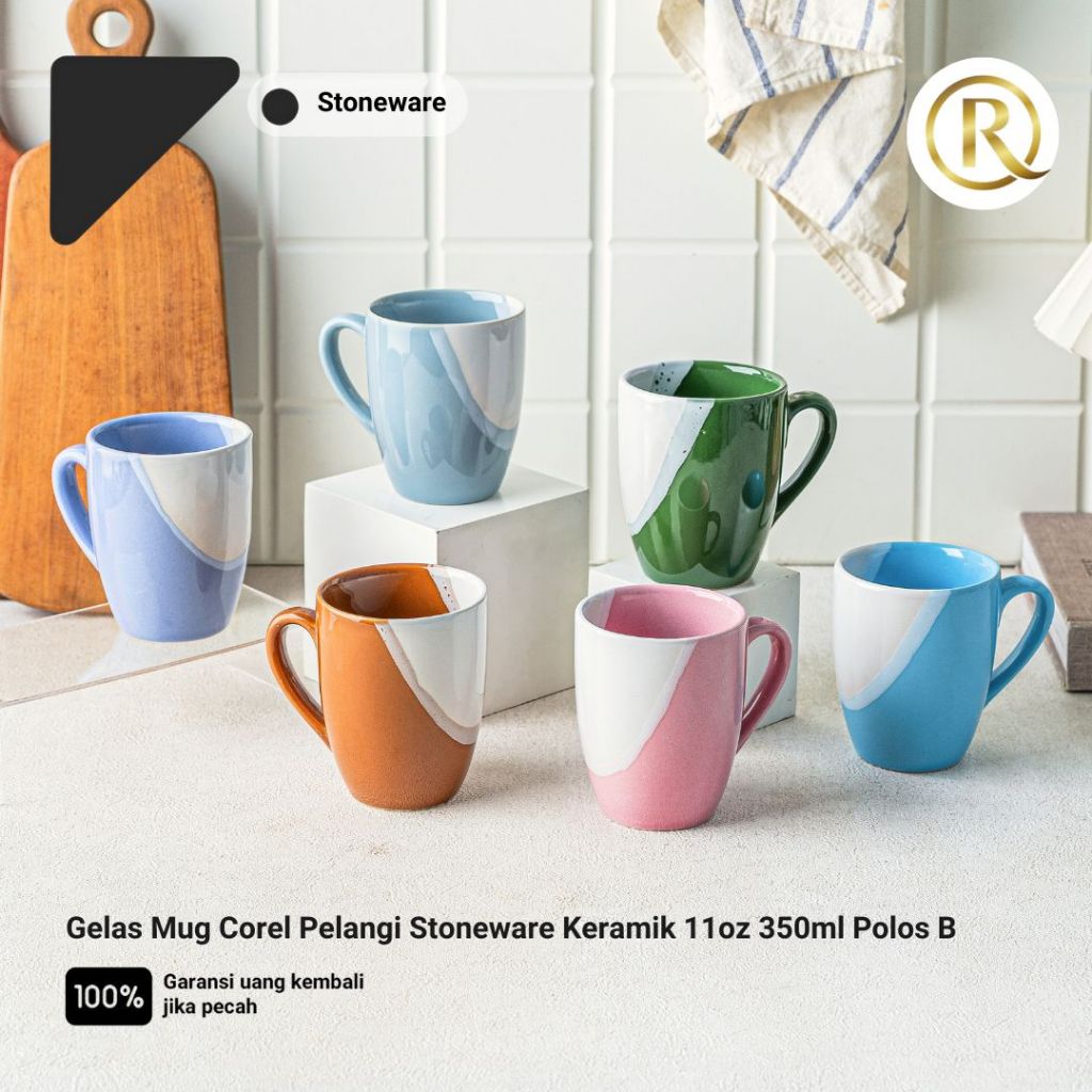 Jual Gelas Mug Corel Pelangi Stoneware Keramik 11oz 350ml Polos B ...