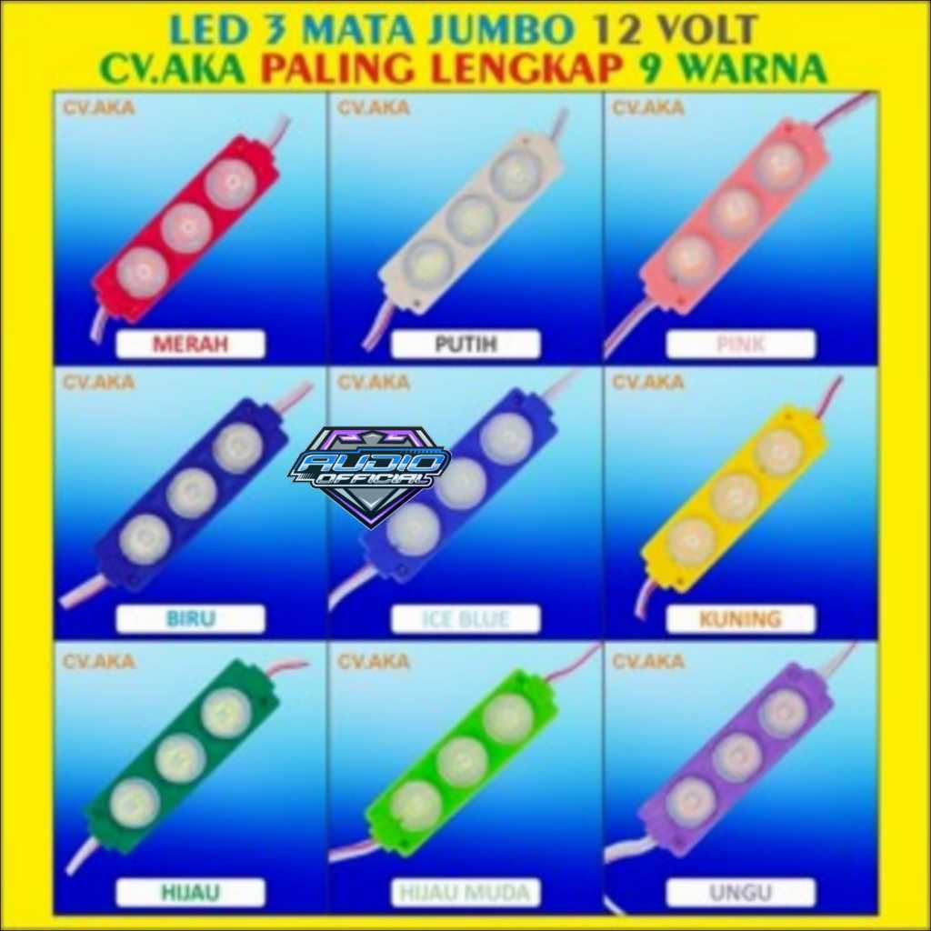Jual Lampu LED 3 MATA 12V 3 Watt Modul LED Motor Mobil Neon Box | Shopee Indonesia