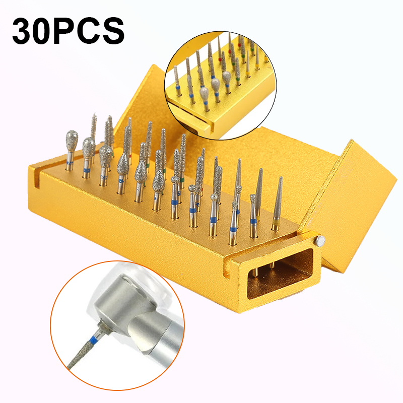 Jual dental bur set diamond high speed isi 30 burs + tempat kotak logam ...