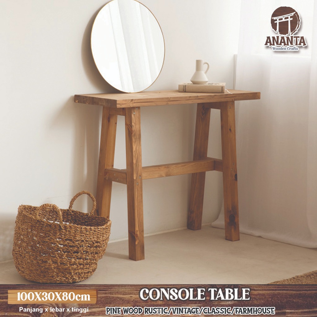 Jual ANANTA CONSOLE TABLE MEJA KONSOL KAYU SOLID 100x30x80cm | Shopee ...