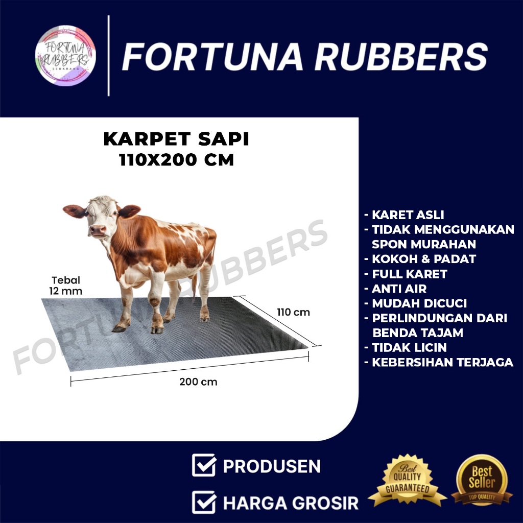 Jual Karpet Karet Sapi Warna Hitam Tebal Anti Slip Ukuran 200 x 110 Cm ...