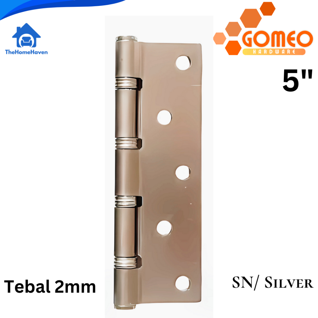 Jual (SET) GOMEO Engsel Pintu & Jendela 5" – Warna Silver | SN (Satin ...