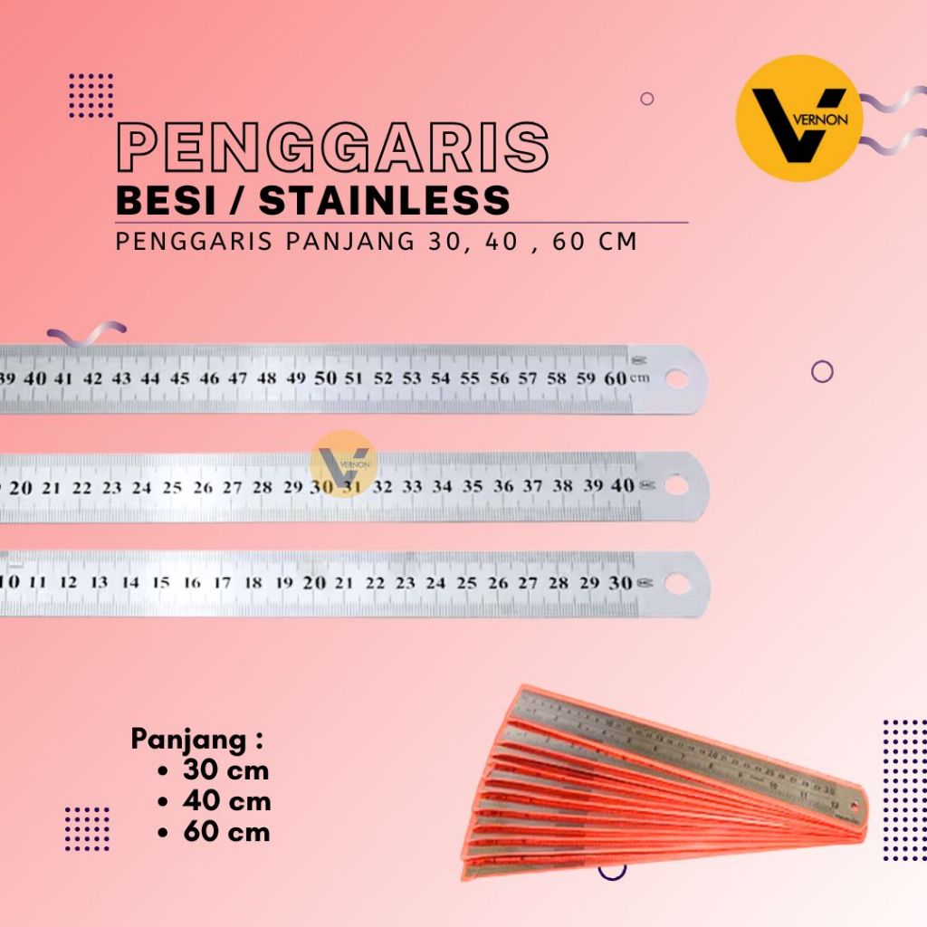 Jual Penggaris Besi / Stainless Stainless Steel Ruler Penggaris Besi ...