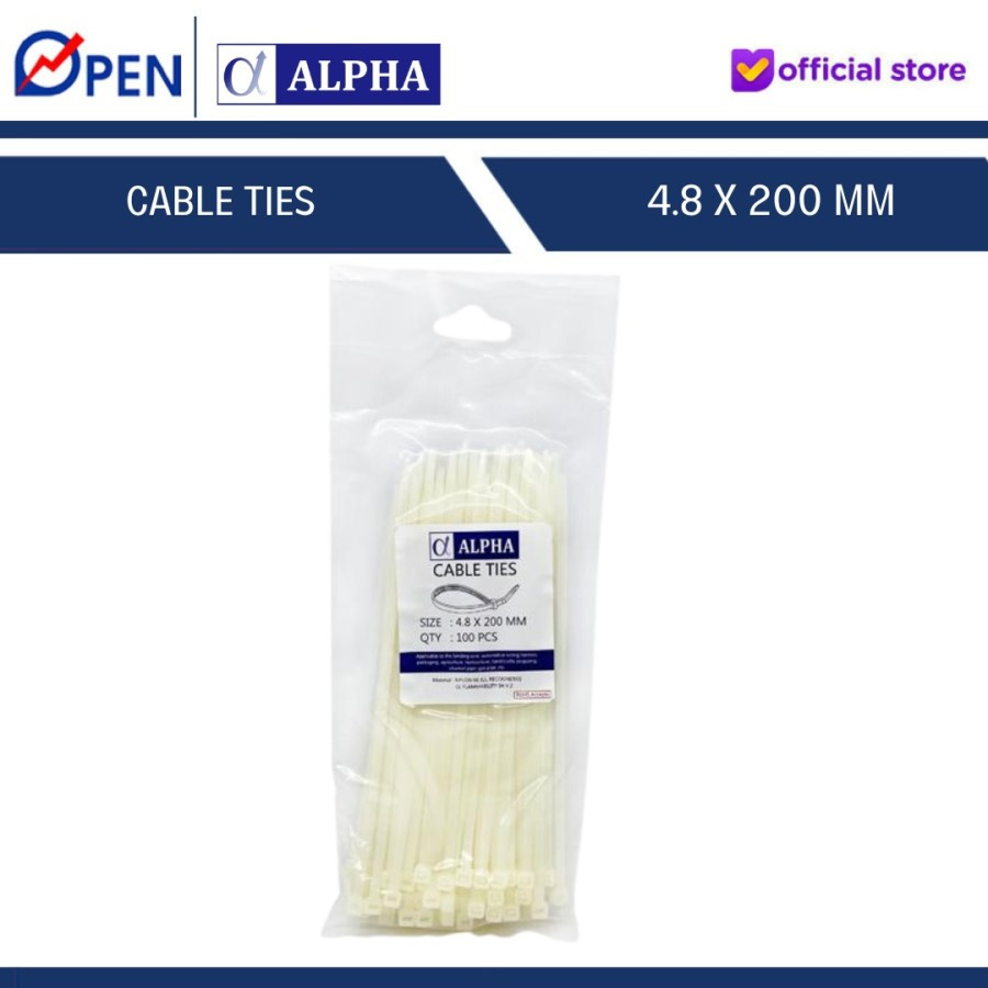 Jual Kabel Ties Putih Alpha 4.8x200mm 1 pack 100pcs | Shopee Indonesia