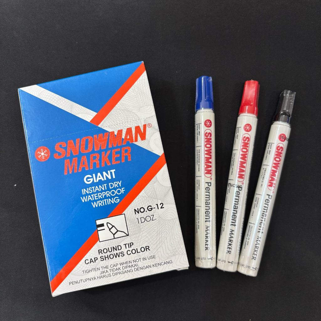 Jual Spidol Permanen Snowman G-12 / Snowman Permanent Marker / Spidol ...