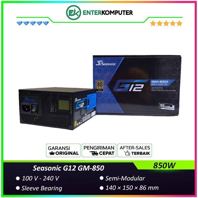 Jual Seasonic G12 GM-850 850W - Semi Modular - 80+ Gold Certified / PSU 850 Watt | Shopee Indonesia