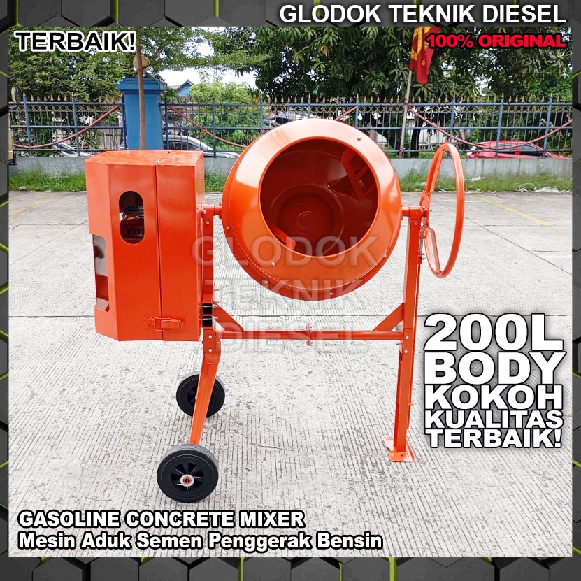 Jual MESIN ADUK SEMEN MOLEN TIGON 200 LITER TCM-200 G ENGINE BENSIN CONCRETE MIXER COR BETON 220 ...