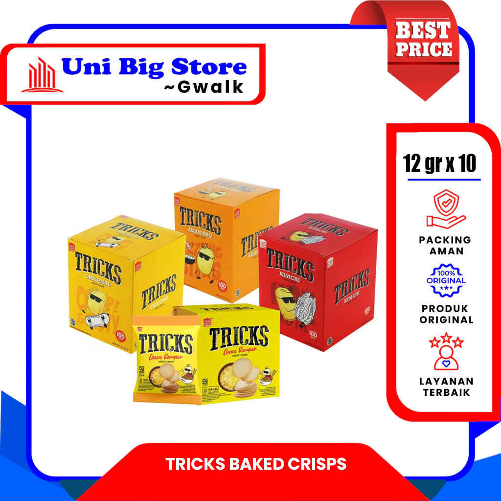 Jual TRICKS POTATO BAKED CRISPS ORIGINAL - ASIAN BBQ - KIMCHI - CHEESE ...