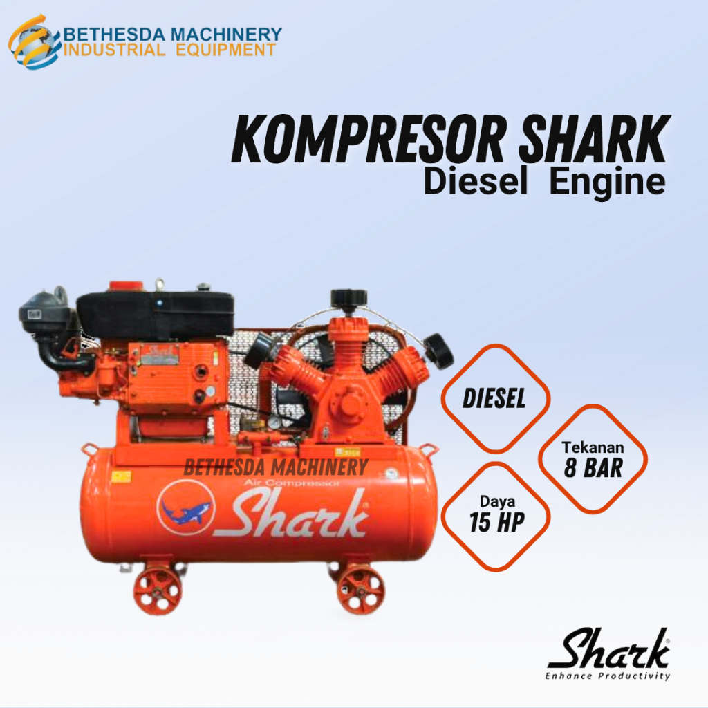 Jual Kompresor Diesel 15 Hp 8 Bar Shark Kompresor 15 HP Diesel ZS 1125 M Stater | Shopee Indonesia