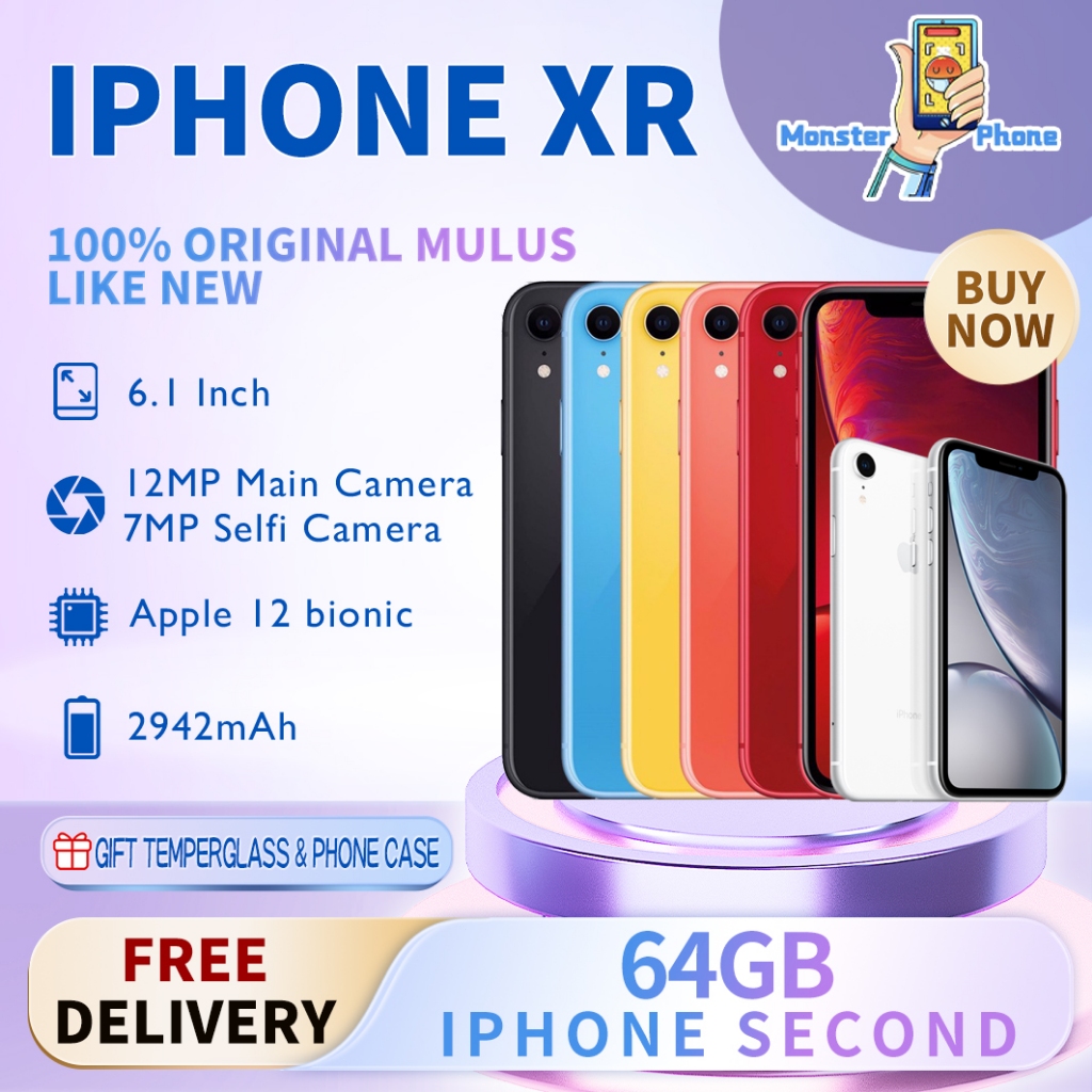 Jual iPhone XR 64GB Second Original100% EX-INTER 6.1" LCD-Ori Fullset Mulus Normal Like New ...
