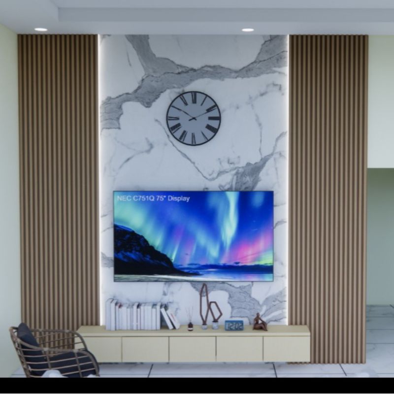 Jual Backdrop TV Interior WPC dan WALLBOARD panel marmer | Shopee Indonesia